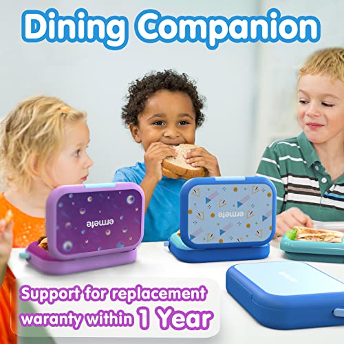 ermeteĀ® Leak-Proof 4-compartment Bento Lunch Box for Kids with Removable Divider,Hand-held Lunch Container for Age 4-10 Daycare/School lunches,Microwave & Dishwasher Safe,BPA-Free