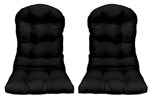 RSH Décor Indoor Outdoor Tufted Adirondack Patio Chair Seat Pillow Cushion - Choose Color (2 Solid Black)