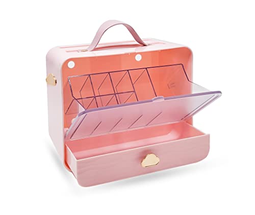 Makeup Organizer With Drawers, Wall mounted Organizer | Portable Makeup Organizer, Makeup Organizer | Makeup Storage Box, Pink Makeup Organizer