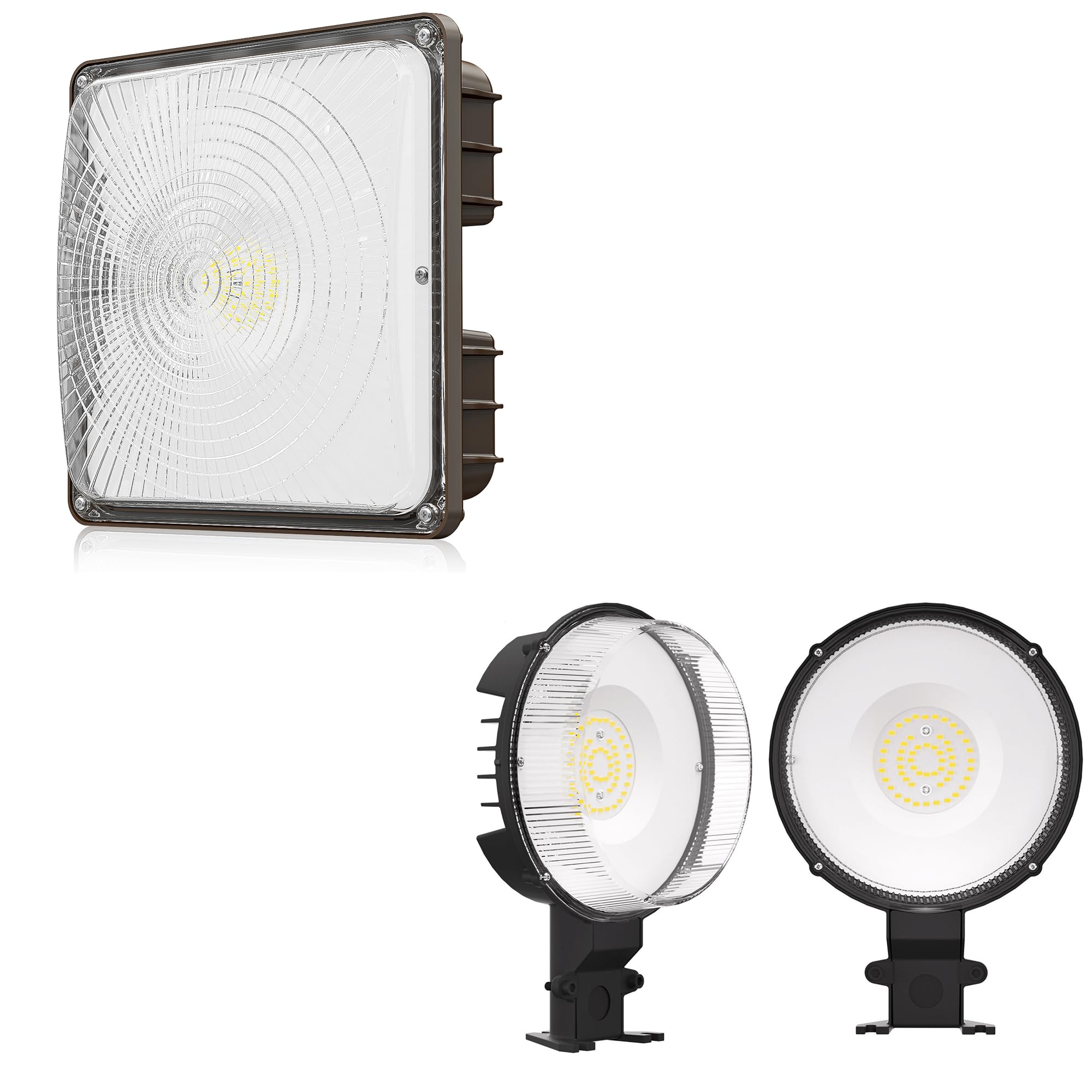 CINOTON 42W LED Barn Light Dusk to Dawn Outdoor Lighting, Black 2 Pack & 40W Outdoor LED Canopy Light