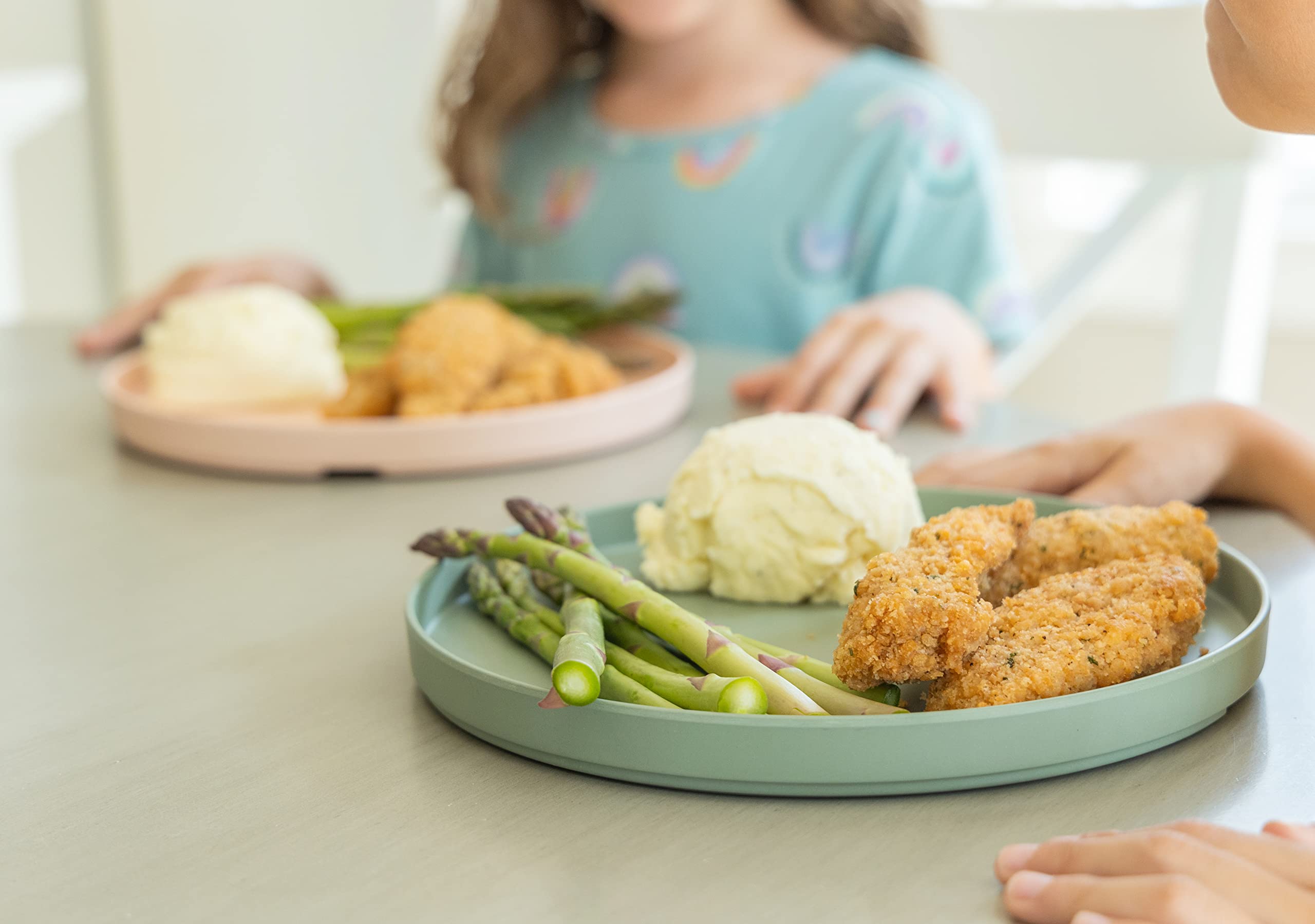 Brynn + Bear Upgrade Your Child's Dining Experience, Slide-Resistant Bamboo Plates, Expertly Crafted for Ages 3+ Dishwasher Safe and Durable | Cutie Cats