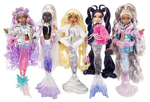 MERMAZE MERMAIDZ™ Winter Waves Crystabella™ Mermaid Fashion Doll with Color Change Fin, Glitter-Filled Tail and Accessories