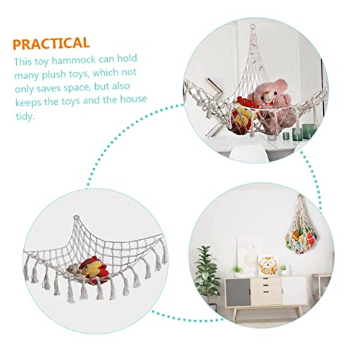 Veemoon Triangular Net Bag Decor Stuffed Sloth Plush Nursery Holder Net Corner Hammock Organizer Dirty Clothes Storage Hammock Wall Hanging Net Display Net