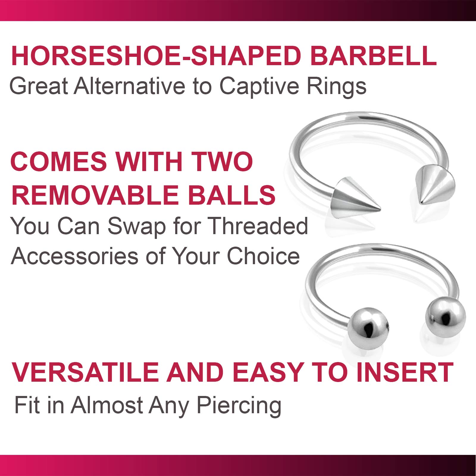 bodyjewellery 4pcs 18g Horseshoe Ring Circular Cartilage Spider Bite Surgical Steel Nose Lip Cartilage Hoop Septum Tragus Stud Ear Eyebrow BBEP 10mm