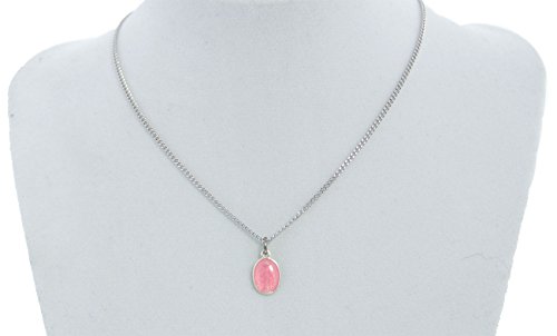 Heartland Store Child's Pink Sterling Silver Oval Miraculous Pendant + 13 Inch Rhodium Plated Chain & Clasp