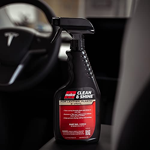 Malco Clean & Shine Interior Car Cleaner and Dressing β Restore Leather, Plastic and Vinyl Surfaces in Your Vehicle/Clean, Condition and Protect in 1 Simple Step / 22 oz. (125922)