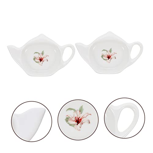 KICHOUSE 2pcs Tea Bag Saucer Ring Tray for Jewelry Keychain Holder Condiment Holder Tea Bag Holder for Cup Tea Bag Storage Tray Appetizer Plates Small Teabag Coasters Tea Coasters Container
