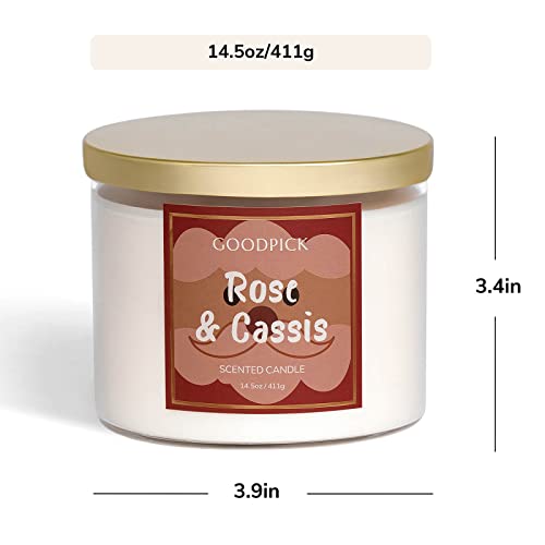 Goodpick Rose Scented Candles, Christmas Santa Candle Gift, Big Candles for Home Scented, Large Soy Candle for Living Room, 3 Wick Candles, 45 Hour Burn Time, 14.5 Oz, Includes Lid