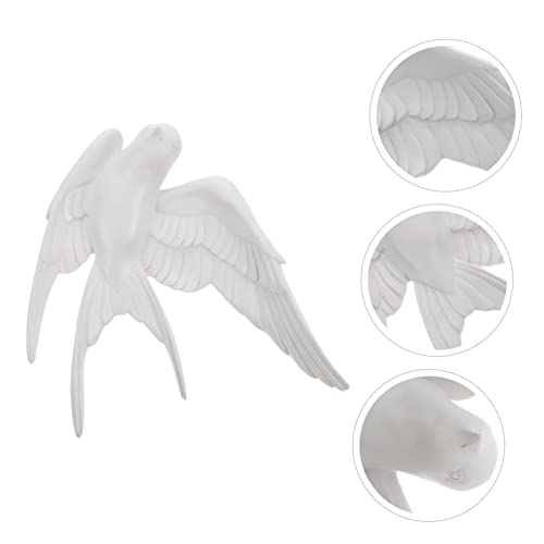 Metal White Sparrow Wall Decor: Large Flying Bird Wall Art Swallow Wall Mount Hanging Figurine 3D Aninal Sculptures for Garden Home Bedroom Living Room