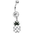 Body Candy 14G 316L Stainless Steel Navel Ring Piercing Clear Accent Pineapple Belly Button Ring 7/16”