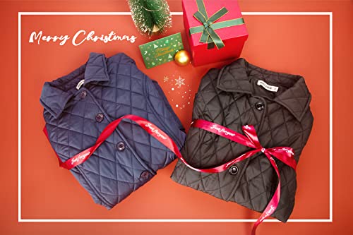 GRACE KARIN Women Lightweight Jacket Casual Winter Quilted Coat Lapel Button Down Long Sleeve Outwear with Pockets Black L