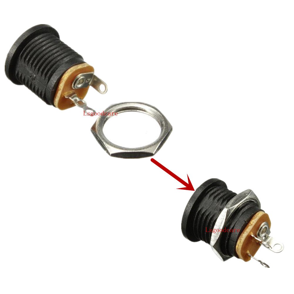 Lsgoodcare 30Pack 5.5MM x 2.1MM Female DC Power Jack 3Pin Panel Mount Connector with Dustproof Plug (5.5 * 2.1mm)