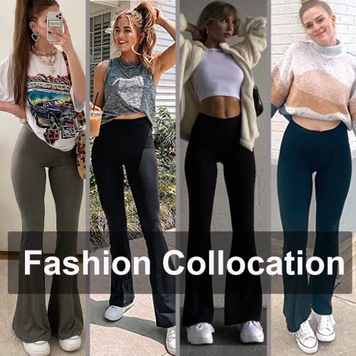 GET-FA Flare Leggings for Women-Bootcut Yoga Pants for Women High Waisted Workout Bootleg Work Pants Dress Pants Black
