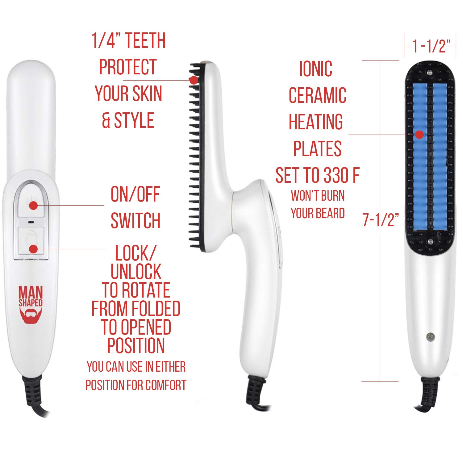 Beard Straightener - Travel Size - Folding Comb