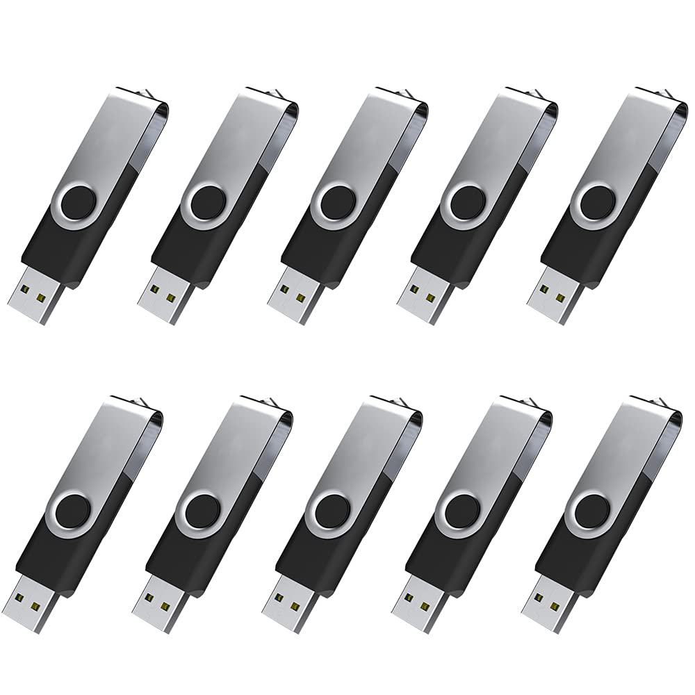 Bulk USB Flash Drive 10 Pack 512MB Flash Drive USB Drive 512 MB Thumb Drive Bulk Flash Drives Swivel Drive USB 2.0 (512MB 10PCS Black)