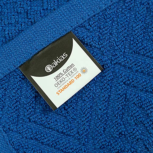 Oakias Kitchen Towels Blue (12 Pack, 16 x 26 Inches) β Cotton Kitchen Hand Towels β 450 GSM β Highly Absorbent & Quick Drying Dish Towels β Big Pop Weave