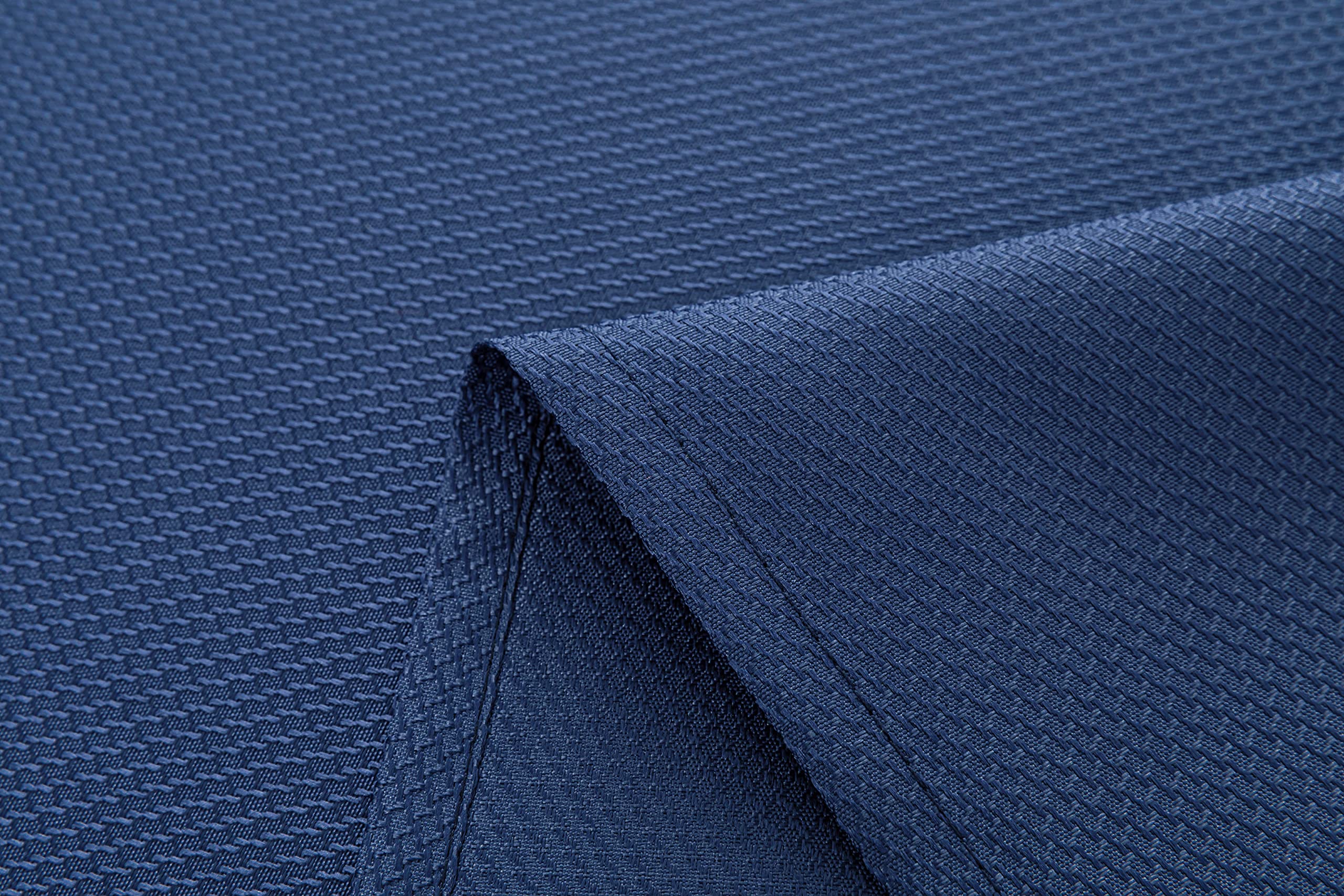 Biscaynebay Textured Fabric Tablecloths 108" Round for Tables' Diameters from 48" to 72", Navy Water Resistant Washable Tablecloths for Dining, Kitchen, Wedding & Parties etc.
