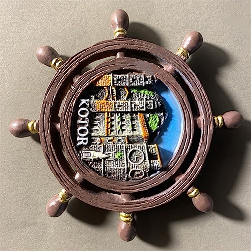 Kotor Montenegro Creative Rudder Refrigerator Magnet Travel Souvenir 3D Fridge Decoration Magnetic Sticker Hand Painted Craft Collection
