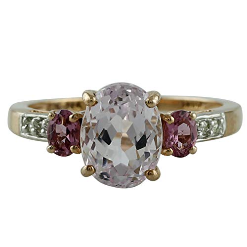 Carillon Kunzite Oval Shape 9X7MM Natural Earth Mined Gemstone 925 Sterling Silver Ring Unique Jewelry (Rose Gold Plated) for Women & Men
