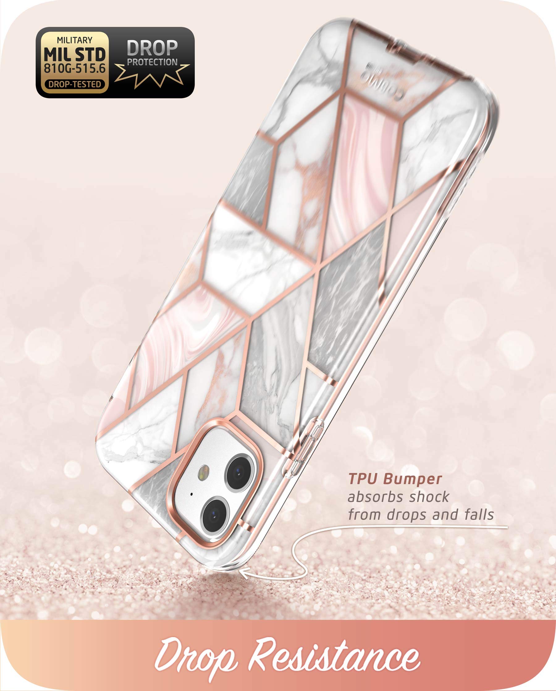 i-Blason Cosmo Series Case for iPhone 11 (2019 Release), Slim Full-Body Stylish Protective Case with Built-in Screen Protector, Marble, 6.1''