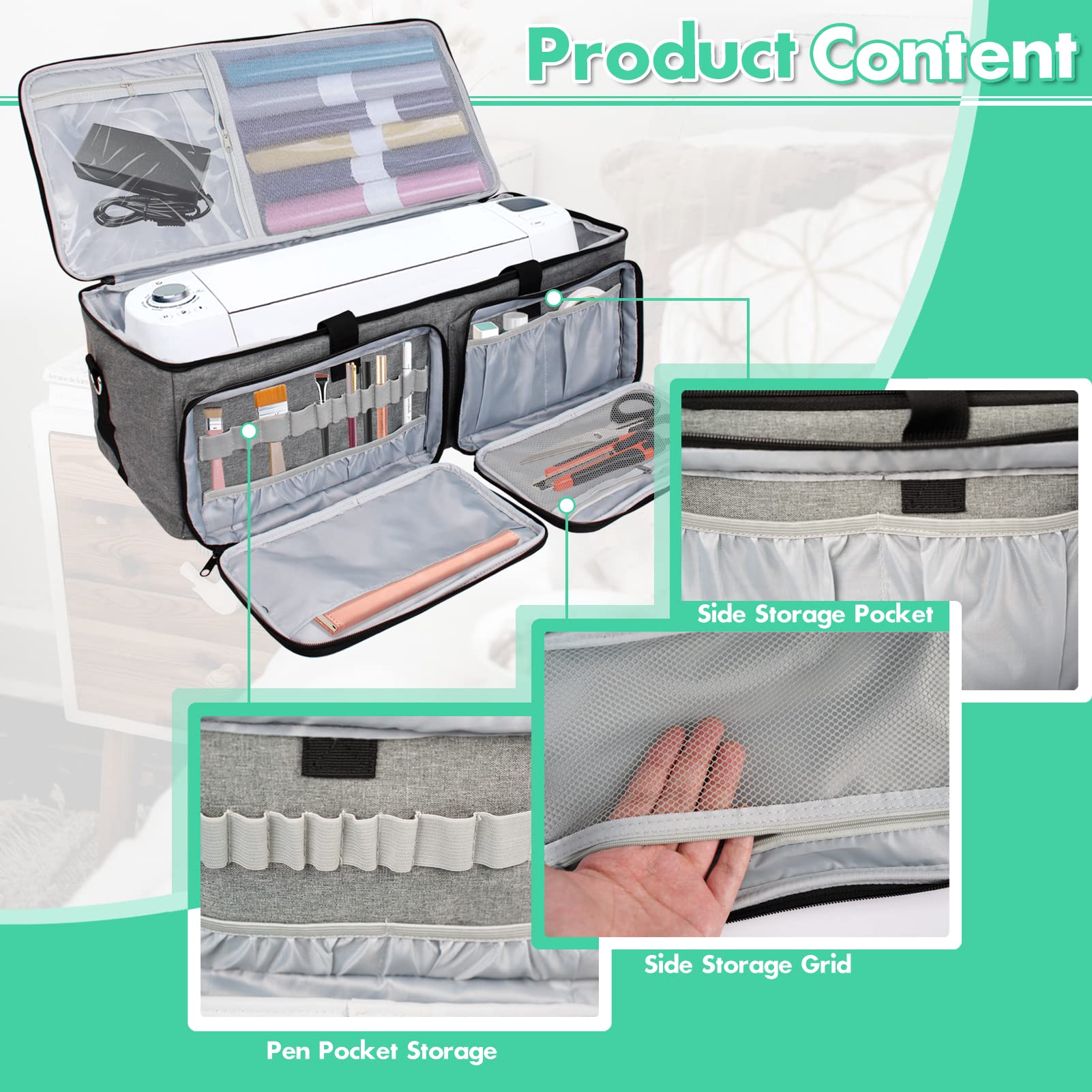 Carrying Bag for Cricut Maker with Dust Cover Compatible with Die Cut Machine, LASZOLA Double Layer Carrying Case Travel Storage Bag for Cricut Explore Air 2 and Silhouette Cameo 4 - Black