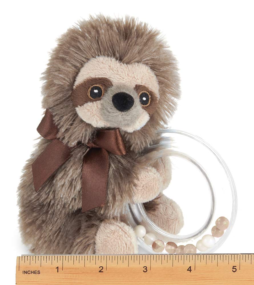 Bearington Baby Lil' Speedy Plush Stuffed Animal Sloth Shaker Rattle Ring Rattle, 5.5 inches