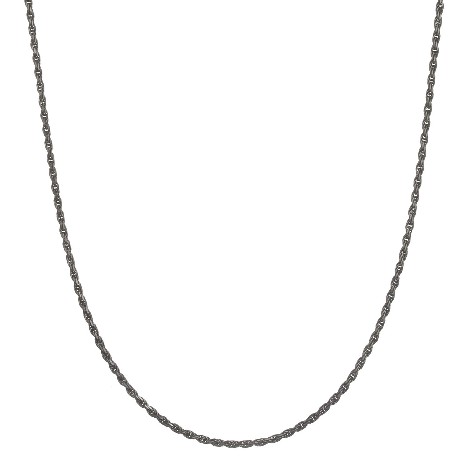 Bling For Your Buck Black Rhodium Flashed Sterling Silver 1.6mm Italian Diamond Cut Rope Chain Necklace - 20"