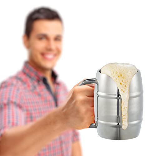 GALVANOX Gift Mug for Dad, Stainless Steel TOP DAD Barrel Cup with Handle and Sip Lid (Hot n' Cold) Double Wall Insulation for Beer & Coffee, 17oz (Gift Boxed for Christmas/Fathers Day)