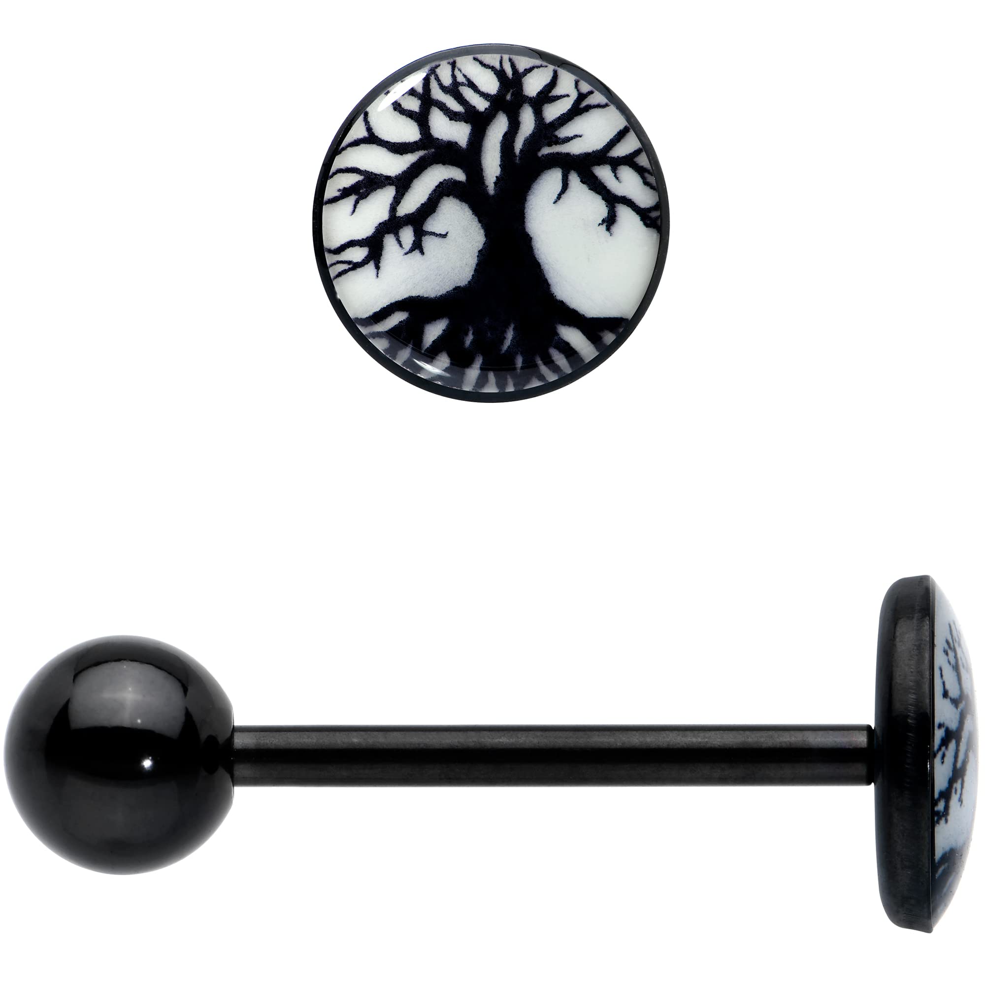 Body Candy 14G Women Anodized Black Glow in Dark Tree of Life Barbell Tongue Ring Body Piercing Jewelry 5/8β