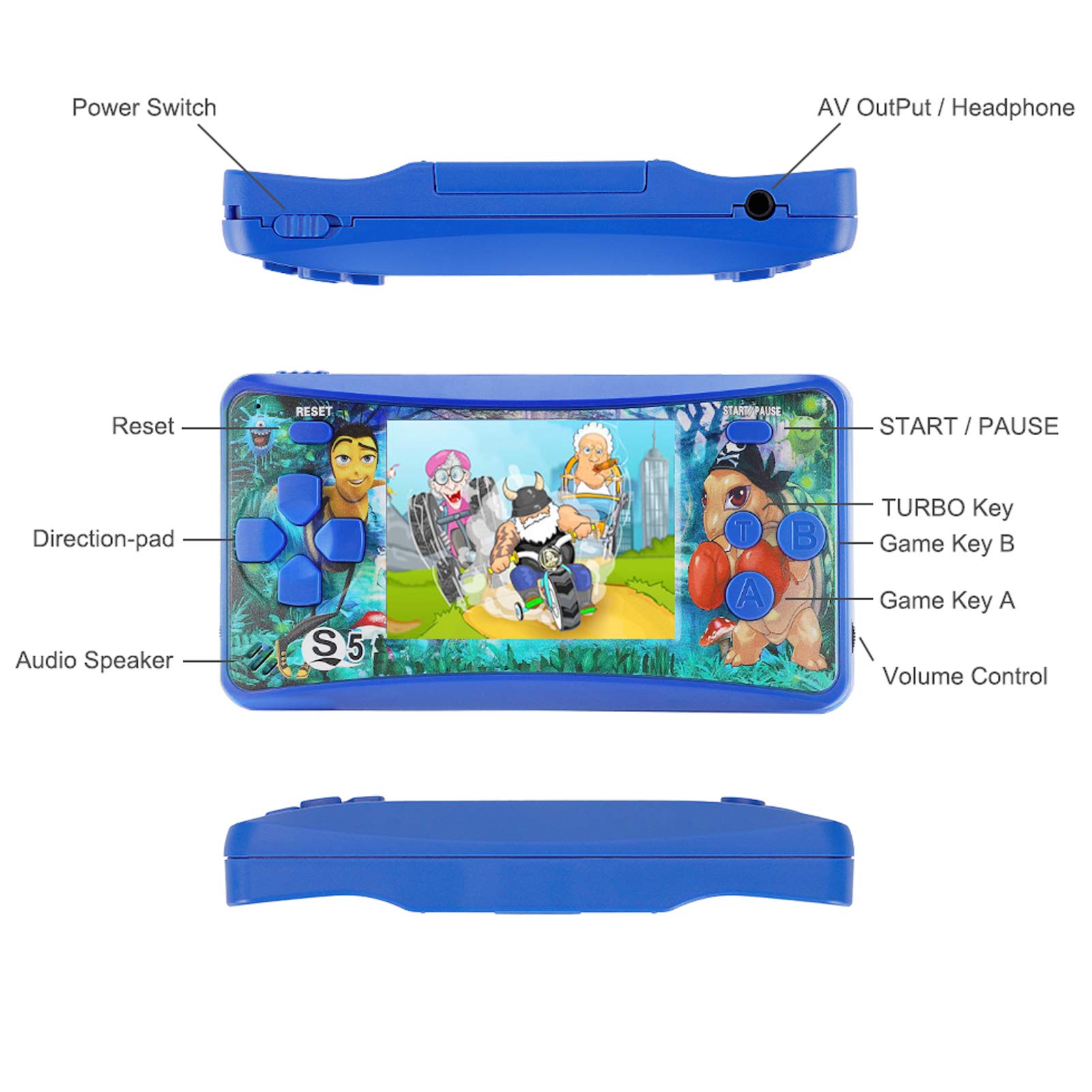 JJFUN Retro Handheld Game Console for Kids, Built-in 182 Classic Games Arcade Entertainment Gaming System, 2.5" LCD Portable FC TV-Out Video Game Player for Children-Green