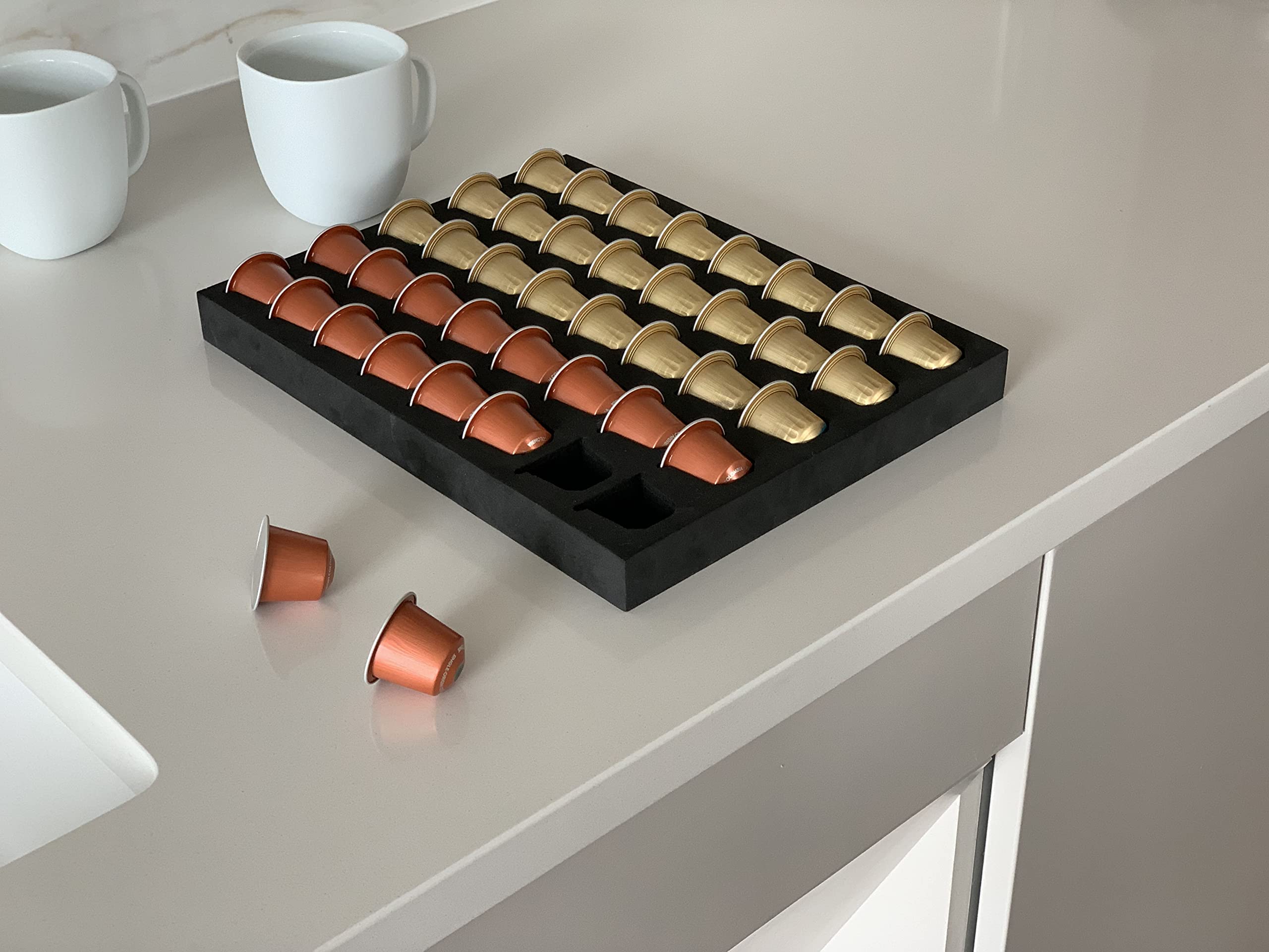 Coffee Pod Storage Tray, Organizer Compatible with Nespresso Original For Drawer or Countertop 40 Capsule Capacity