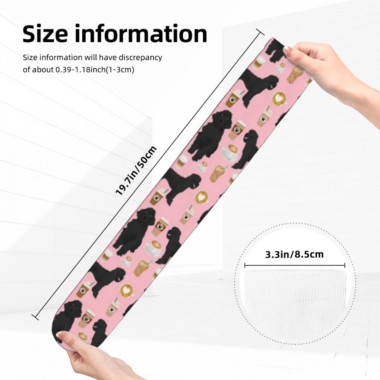 chegna Black Poodle Dogs Coffees Blossom Compression Socks for Women & Men Circulation 15-20 mmHg is Best Support for Athletic Running Cycling, White