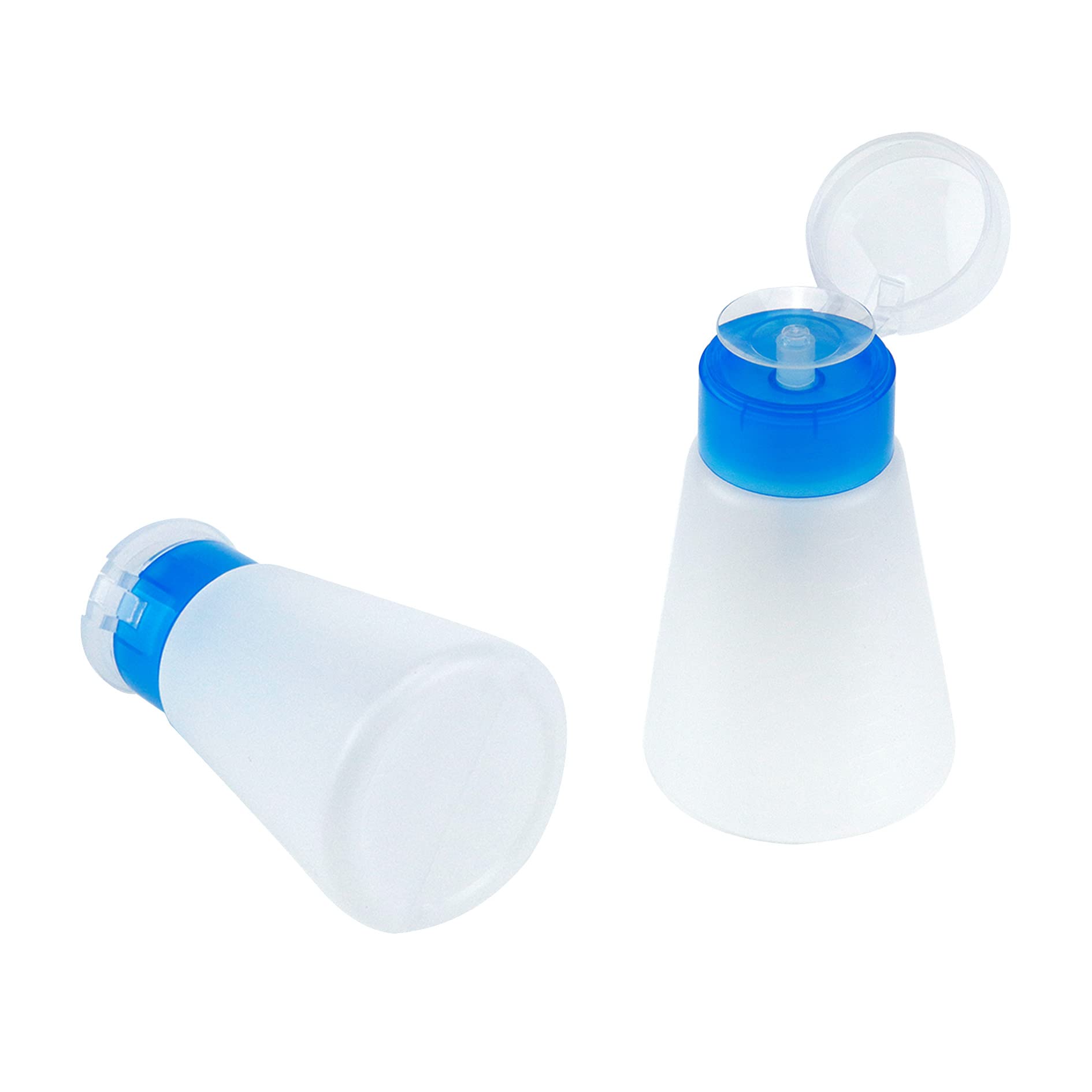 Crapyt 3 Pack Press Top Bottle 2.20"×4.33 Push Down Liquid Pumping Dispenser Empty Erlenmeyer Flask 1-Touch Liquid Dispenser Pump with Metal Cap and Scale