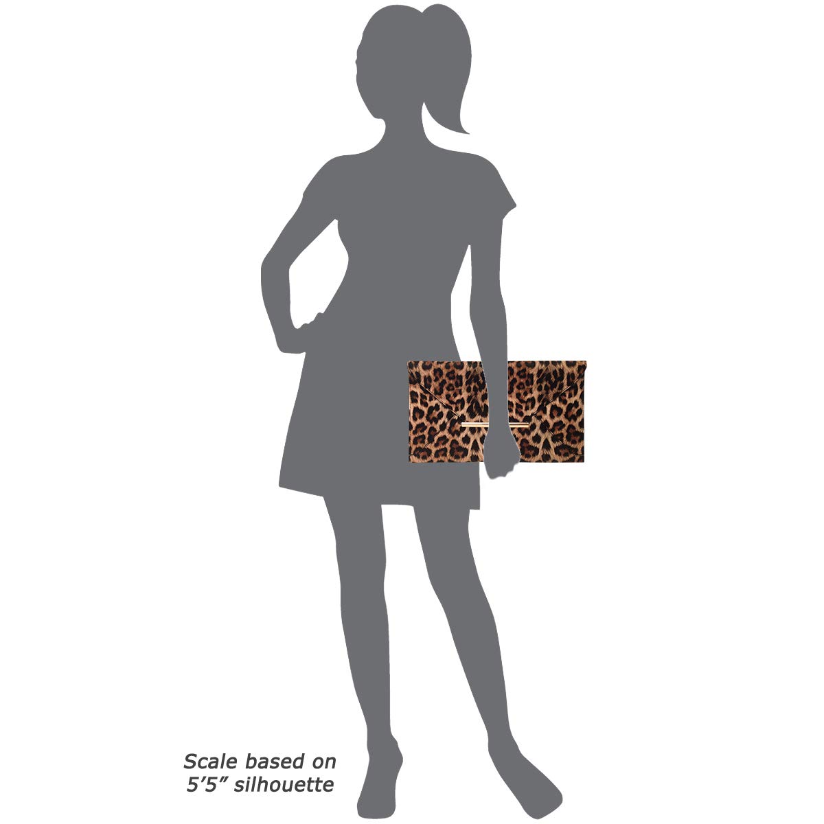 JNB Synthetic Leather Flat Envelope Leopard Print Clutch, Beige