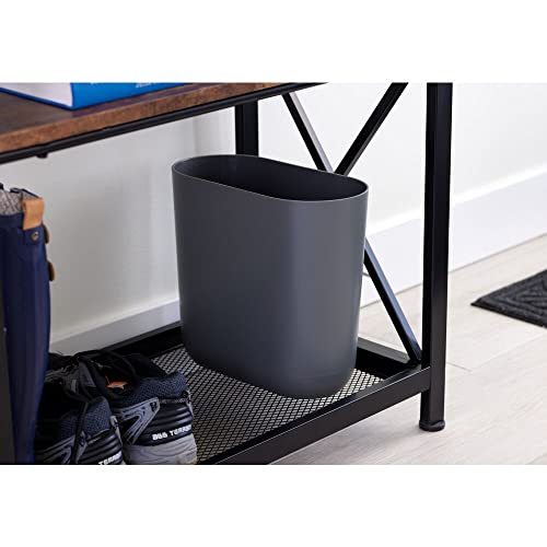 iDesign Recycled Plastic Slim Oval Waste Basket, The Cade Collection – 10.625” x 5.5” x 9.75”, Charcoal