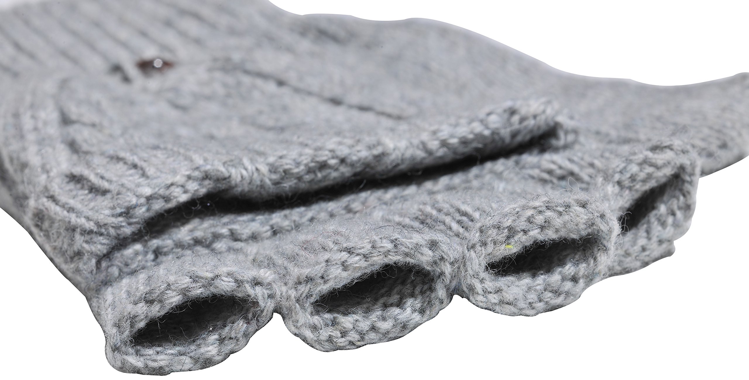 Beurlike Women's Winter Gloves Warm Wool Knitted Convertible Fingerless Mittens (Gray)