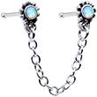 Body Candy 20G Steel Nose Ring White Synthetic Opal Chain Dangle Double Nose Bone Nose Stud Body Jewelry 6mm