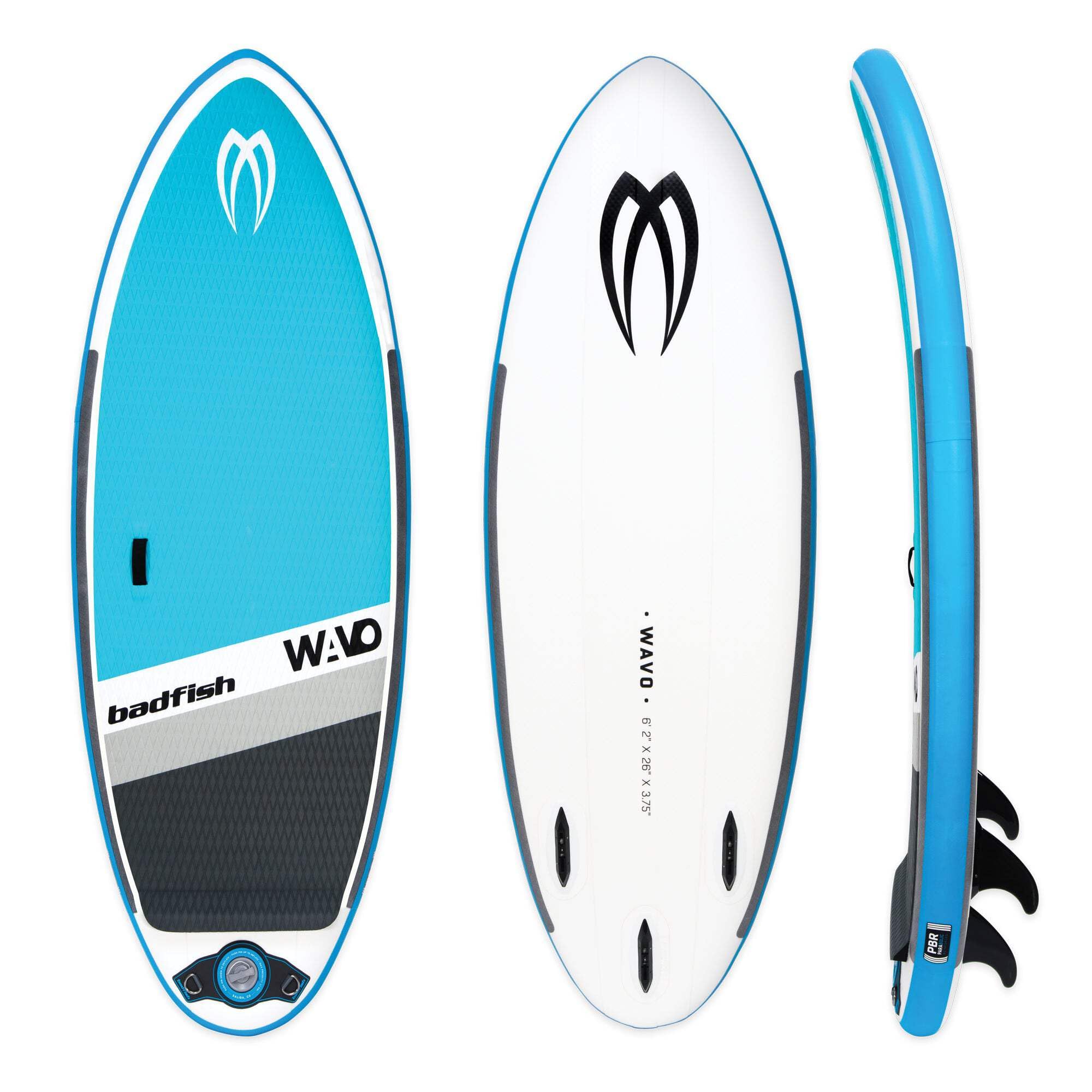 Badfish Wavo Inflatable Stand Up Paddle/Surf Board | Surfboard for River Surfing| SUP w/Backpack Travel Bag, Pump, Removable tri-fin
