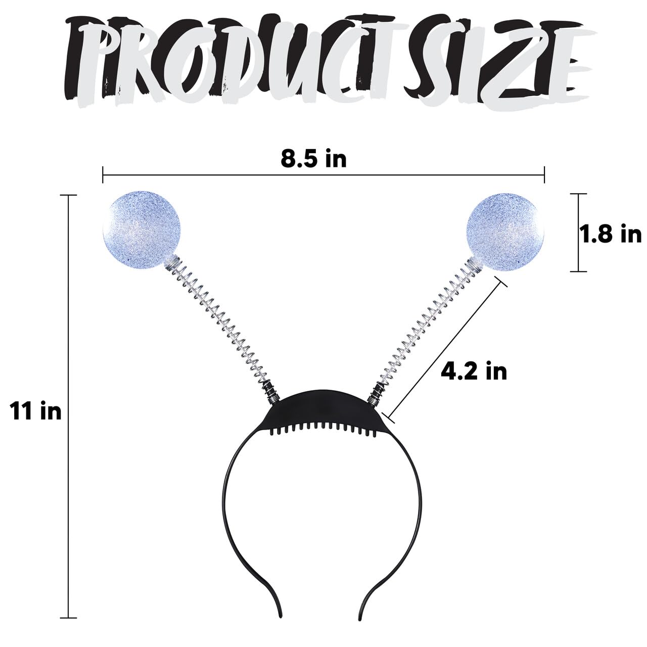 JOYIN 3 Pack LED Silver Martian Antenna Headband, Light UP Alien Headbands Head Bopper Balls, Glowing Martian Headbands Set, Alien Headpiece, Party Halloween Costume Accessories Party Favor