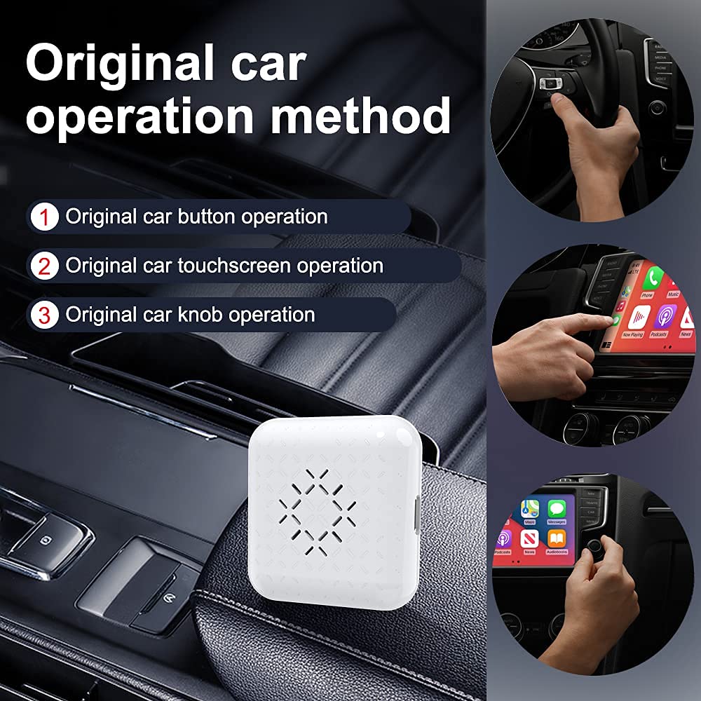 CarlinKit Mini Wireless CarPlay Adapter with This New Faster Wi-Fi 5 Chipset/Internal Hardware, for Factory Wired Carplay Cars Model Year:2017-2022,Support Online Update