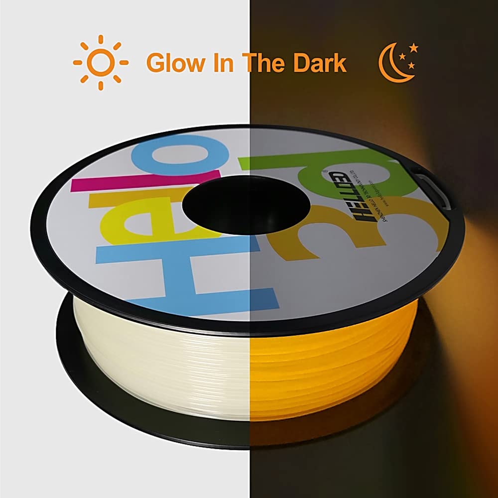 HELLO3D Glow in The Dark PLA Filament,Orange Luminous Filament 1.75mm Strong Glow Effect 3D Printer Filament, for Most FDM Printer 1kg Spool (2.2lbs), Dimensional Accuracy +/- 0.05 mm,Glow Orange