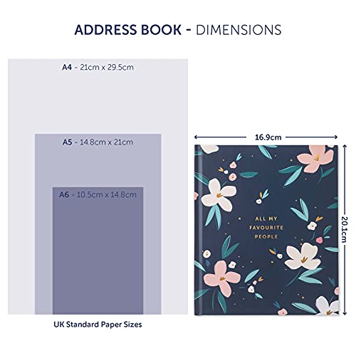 Busy B Large Address Book with Alphabetical tabs, Address Change Stickers & Pocket, Pretty Petals
