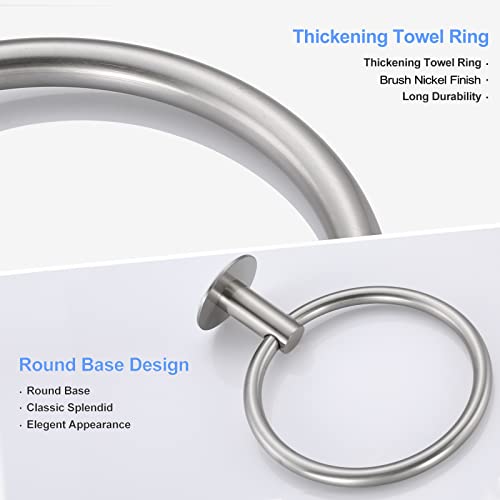 No Drilling Self Adhesive Towel Holder, Stainless Steel Towel Ring, Bathroom and Kitchen Towel Rack (Brush Nickel)