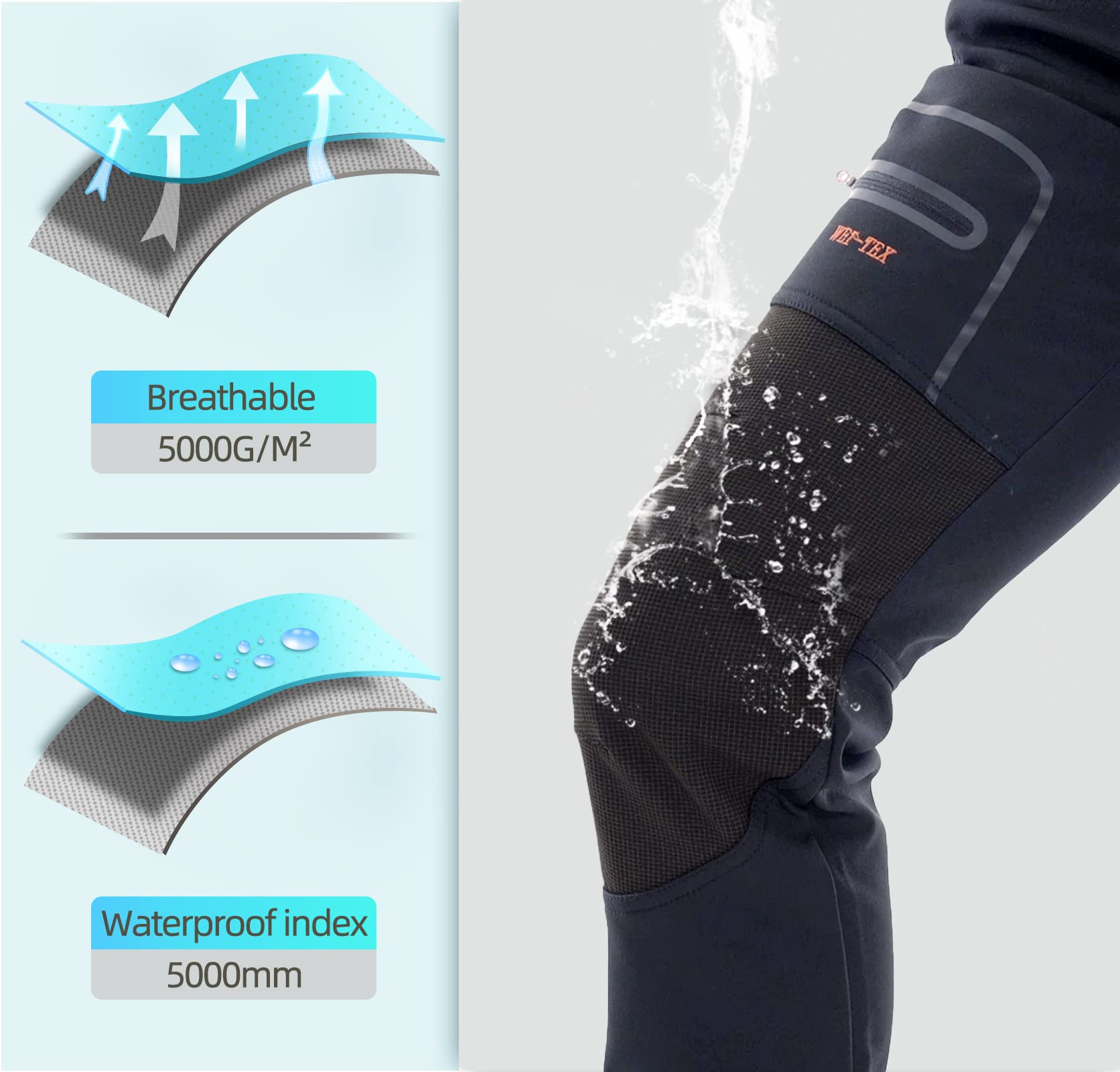 BenBoy Men's Snow Ski Outdoor Waterproof Windproof Fleece Cargo Hiking Pants,AN-SF1602M-Blue-S
