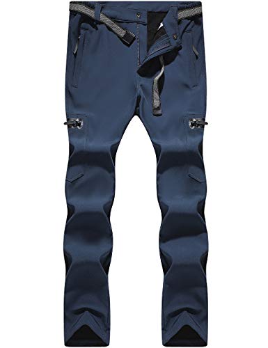 BenBoy Women's Outdoor Waterproof Windproof Fleece Slim Cargo Snow Ski Hiking Pants,Pureblue Medium