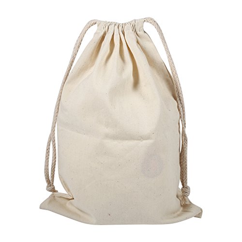 HERCHR Cotton Laundry Bag, Washable Drawstring Laundry Pounch Stuff Bag Dirty Clothes Storage Bag for College Dorm Travel(22x28cm)
