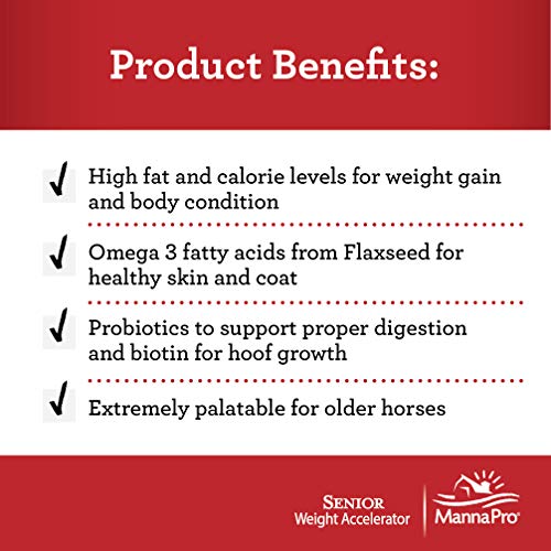 Manna Pro Weight Accelerator for Senior Horses | Made with Omega 3 Fatty Acids from Flaxseed | 8 Pounds