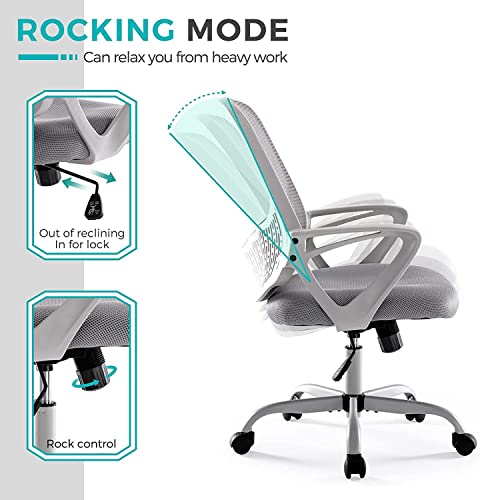 Office Chair Ergonomic Computer Chair Mesh Back Desk Chair Mid Back Task Chair with Armrests/Height Adjustable for Home Office Gaming