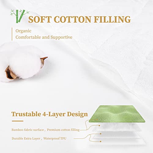 Safe and Sound 2 Pack Bamboo Crib Mattress Protector, Waterproof Quilted Crib Mattress Pads, Soft Breathable Bamboo Rayon Baby Mattress Cover (28x52 Inches, Bamboo)