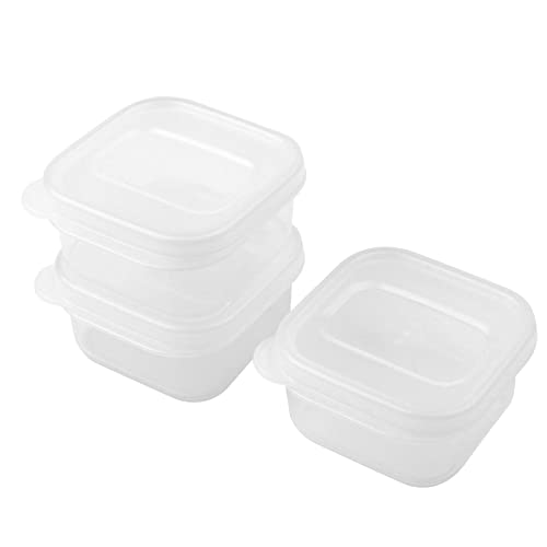 defutay 3 PCS Mini Food Storage Container,Leakproof Plastic Condiment and Sauce Containers with Lids